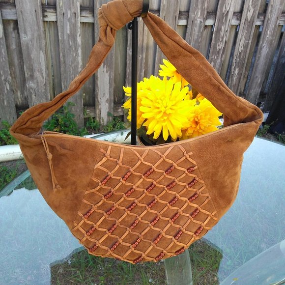 Viva of California | Bags | Viva Bags Ca Boho Leather Beaded Shoulder ...